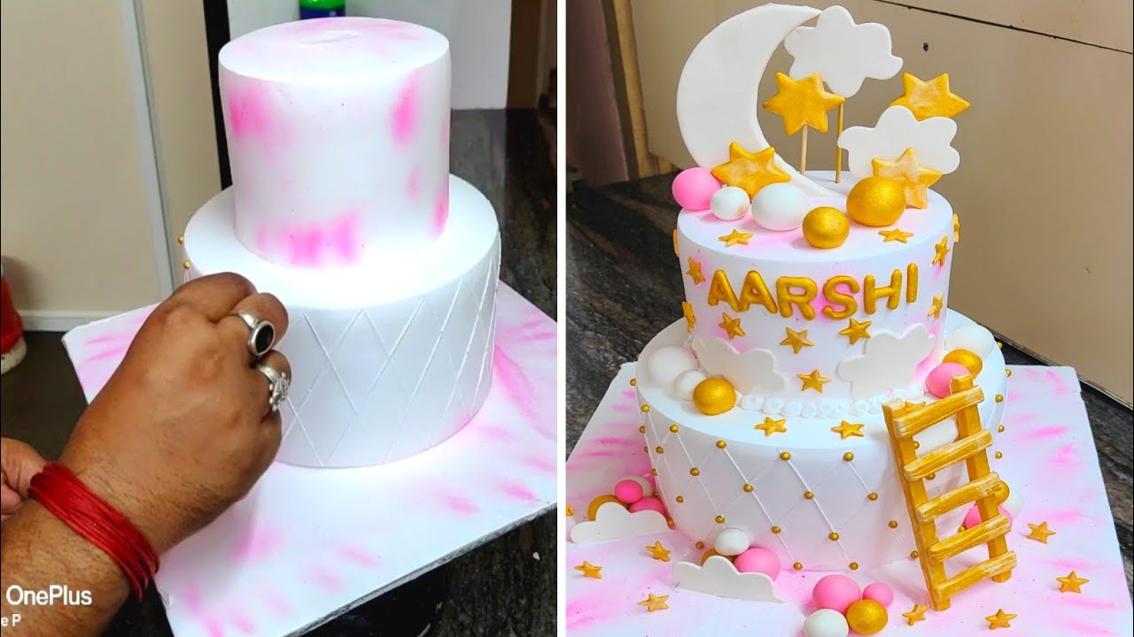 Two Step Chand Cake Design | How To Make Chand Cake | Yummy Step Cake ...