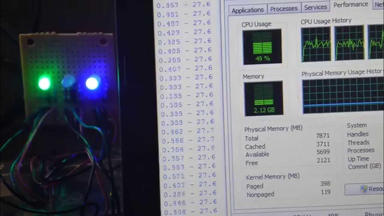 Python & Arduino Firmata RGB LED CPU-Memory Indicator Experiment - YouTube