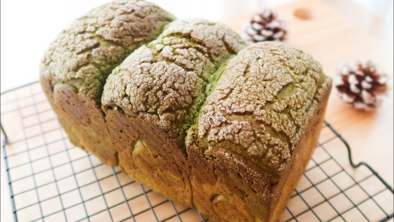 【麵包食譜分享】Matcha Melon Bread 抹茶脆皮吐司🍵｜低溫發酵｜麵包｜鬆軟｜免揉麵包｜茶香味回甘｜no knead bread| matcha |easy recipe ...