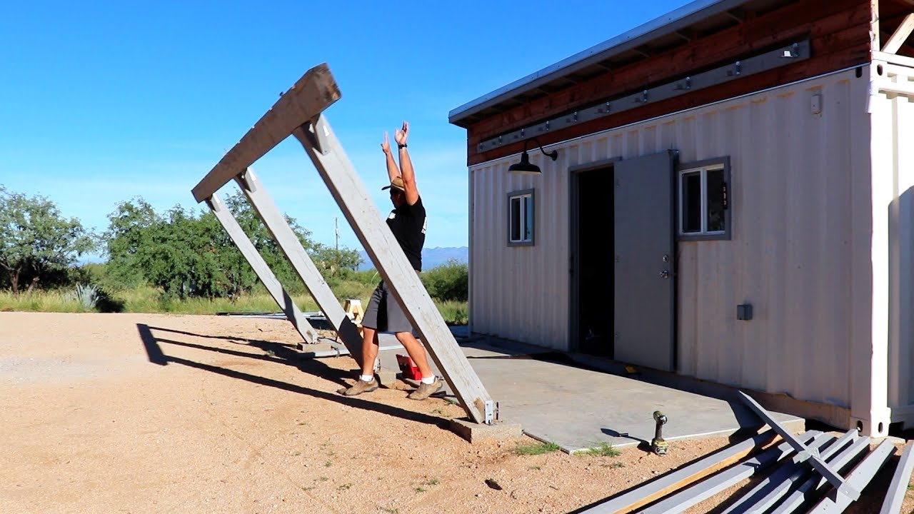 Shipping Container Shop Awning - UPGRADE (pt 1 of 2) - YouTube