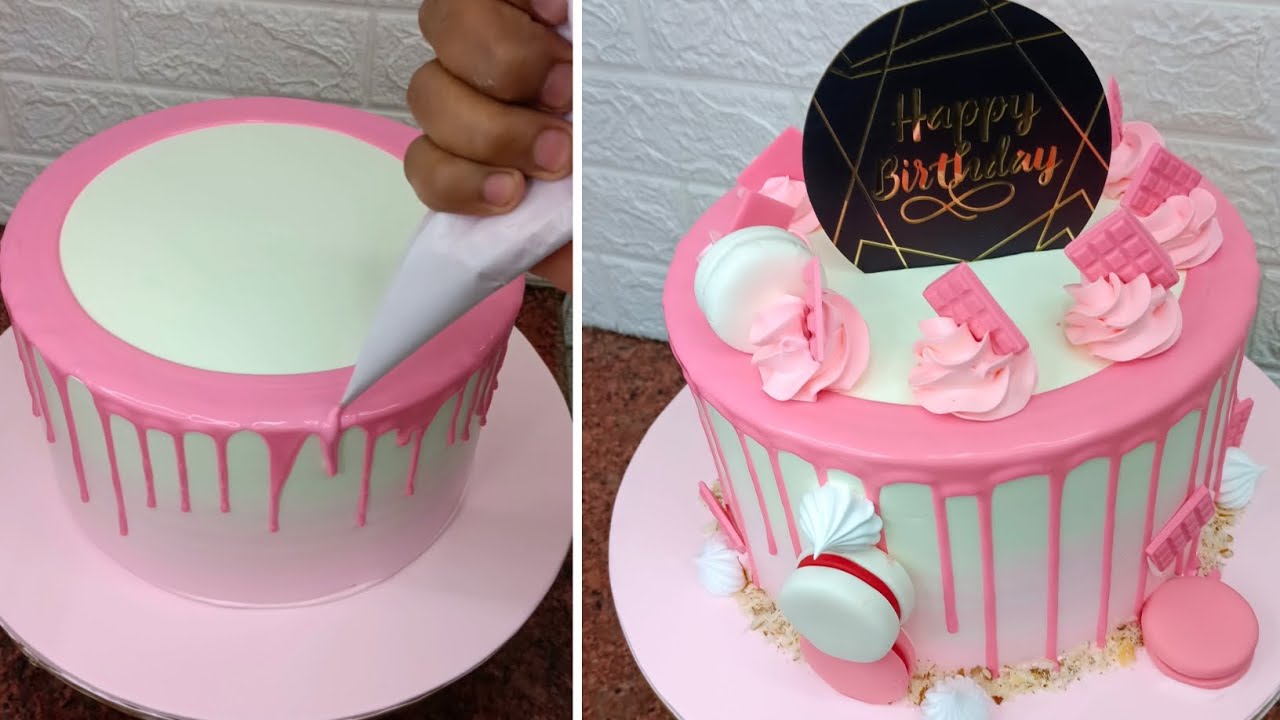 2 kg design cake for birthday girl | strawberry cake design / wipped ...