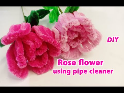 DIY | How to make Rose pipe cleaner flower | Pipe cleaner craft ...