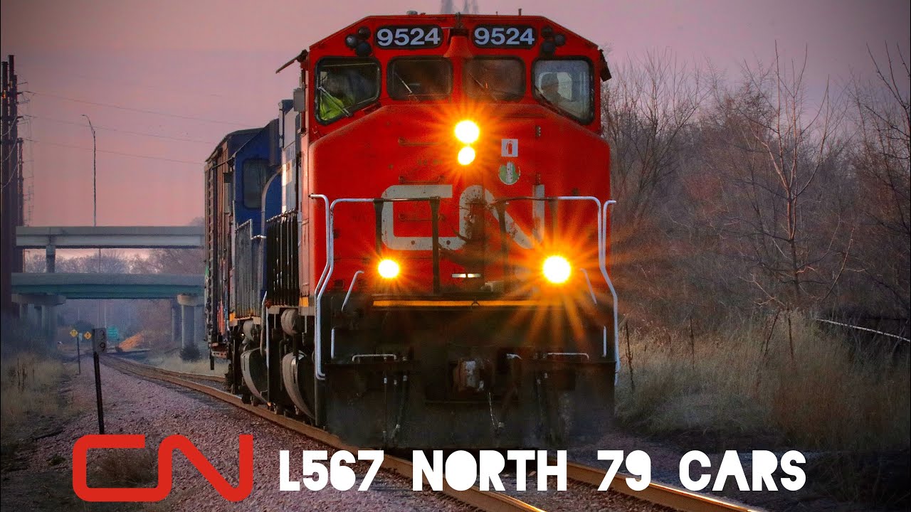CN L567 GTW 4910 leads north - YouTube
