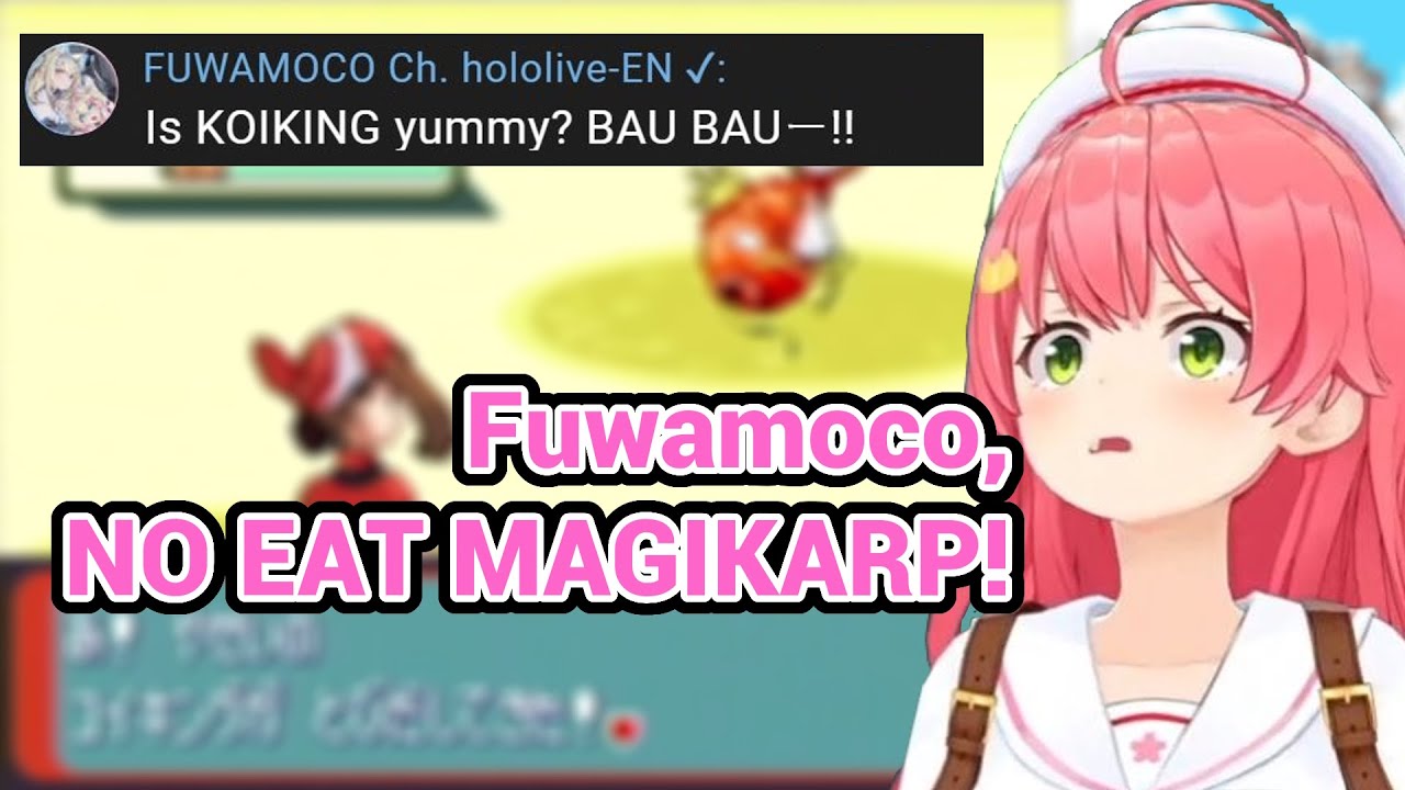 Fuwamoco Raided Miko and Tried to Eat Magikarp, Which Really Made Miko Go into Panic Mode ...