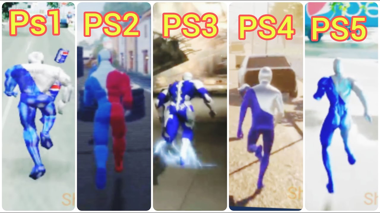 Pepsi Man Graphics Comparison PS1 Vs PS2 Vs PS3 Vs PS4 Vs PS5 - YouTube