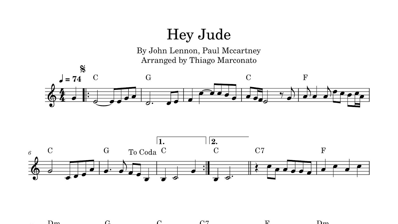 HEY JUDE (The Beatles) | Lead sheet - YouTube