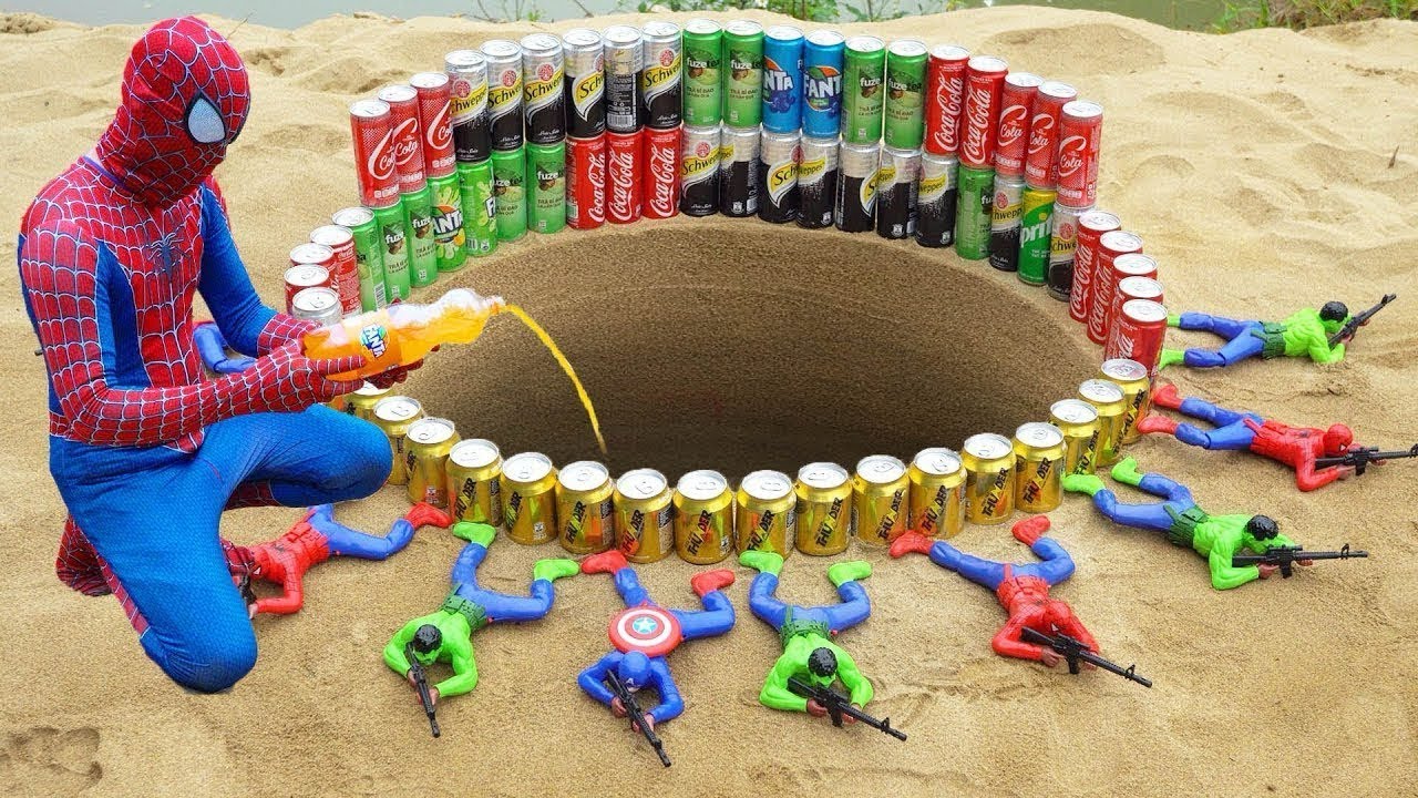 How to make foamy with Spiderman and Orbeez, Big Fanta, Monster, Coca ...