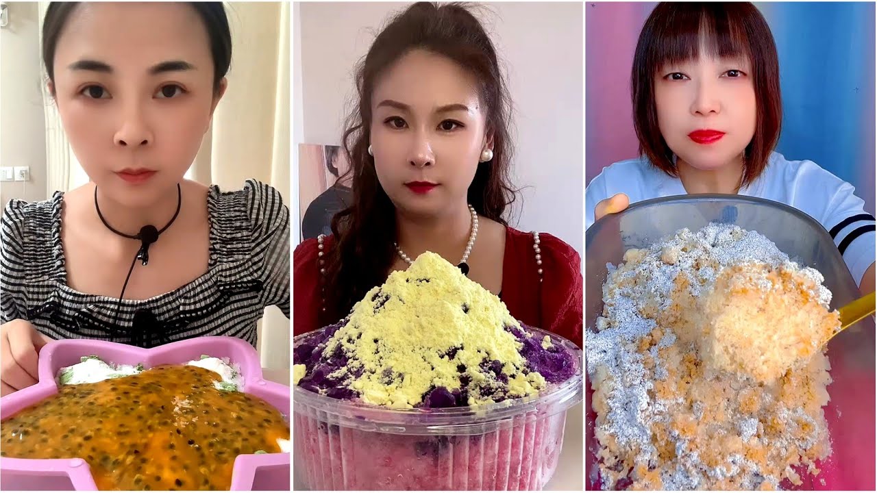 ASMR ICE EATING with MATCHA and COCONUT MILK POWDER - YouTube