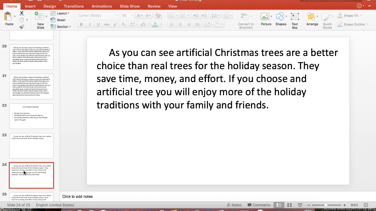 Christmas Tree Opinion Writing Concluding Paragraph - YouTube