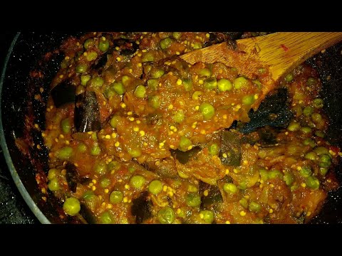 brinjal green peas curry|vankaya batani curry in telugu|traditional ...