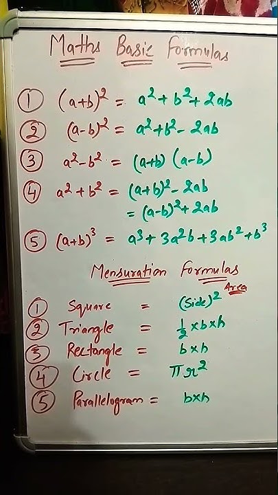 Maths basic formulas and mensuration formulas - YouTube