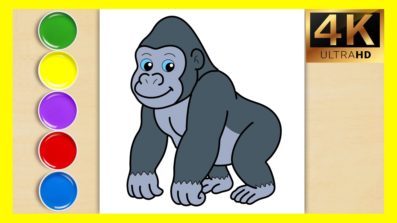 ️ How to Draw a Cute Gorilla 🦍 || Easy Gorilla Drawing for Kids 🎨 ️ ...