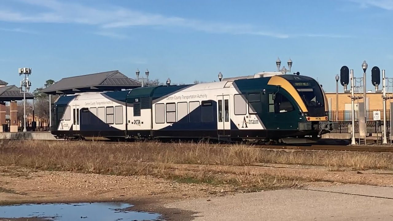 DCTA A-Train #2945 departs DDTC - Denton, TX (December 27, 2024) - YouTube