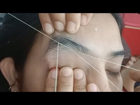 Eyebrow threading at home || Right eyebrows threading tutoria || आईब्रो ...