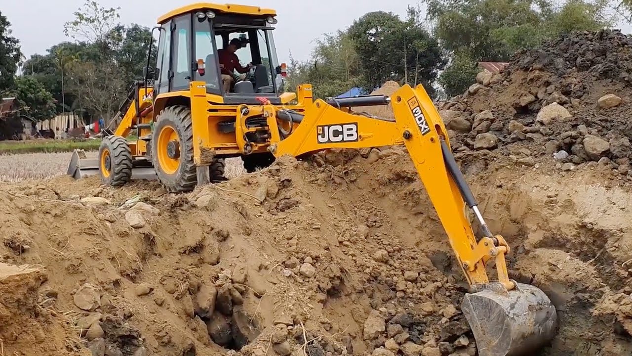 JCB 3DX Backhoe Digging for Culvert Bridge Foundation | Road ...