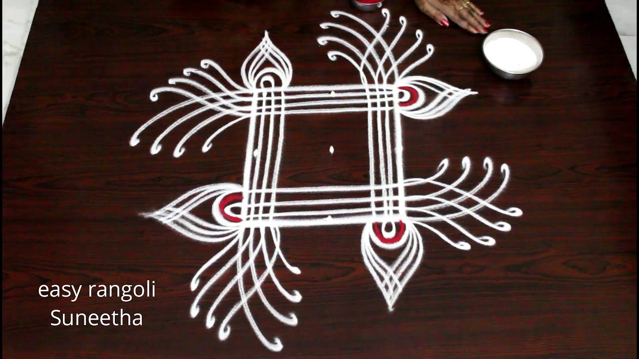 Simple padi kolam with 3 dots by easy rangoli || new muggulu designs ...