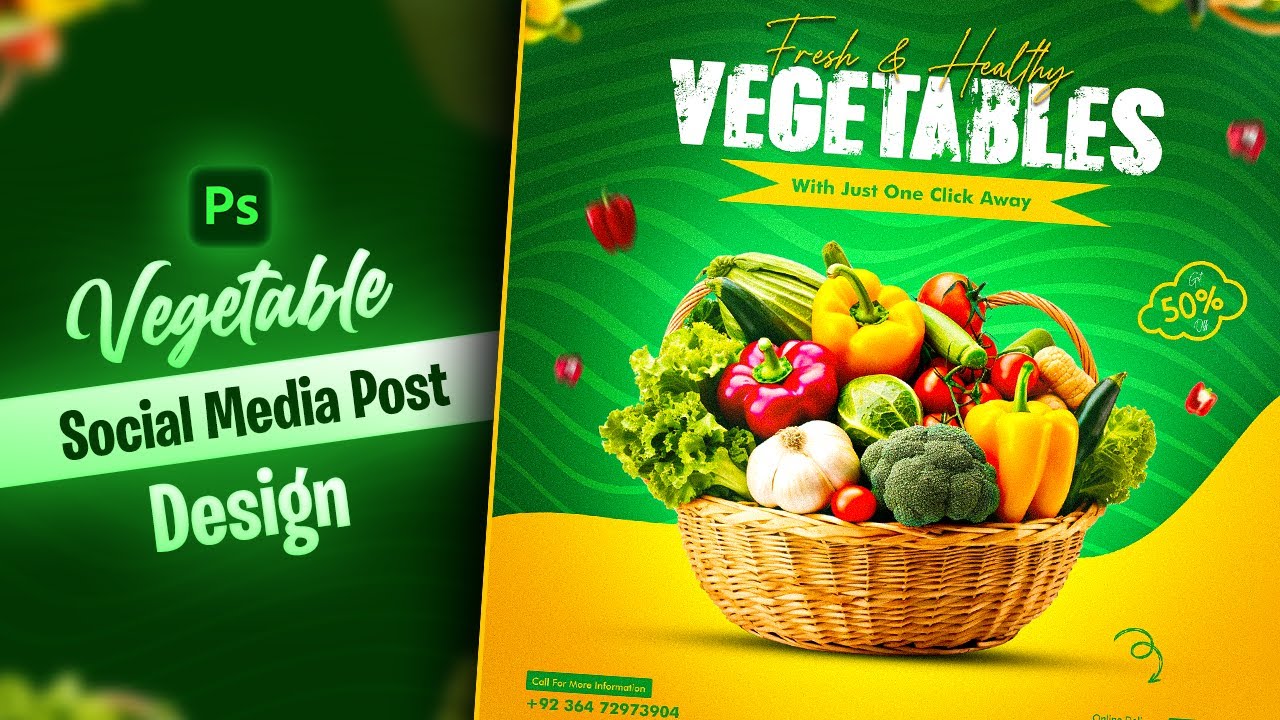 How To Make Social Media Post in Photoshop | Vegetable Poster Design ...