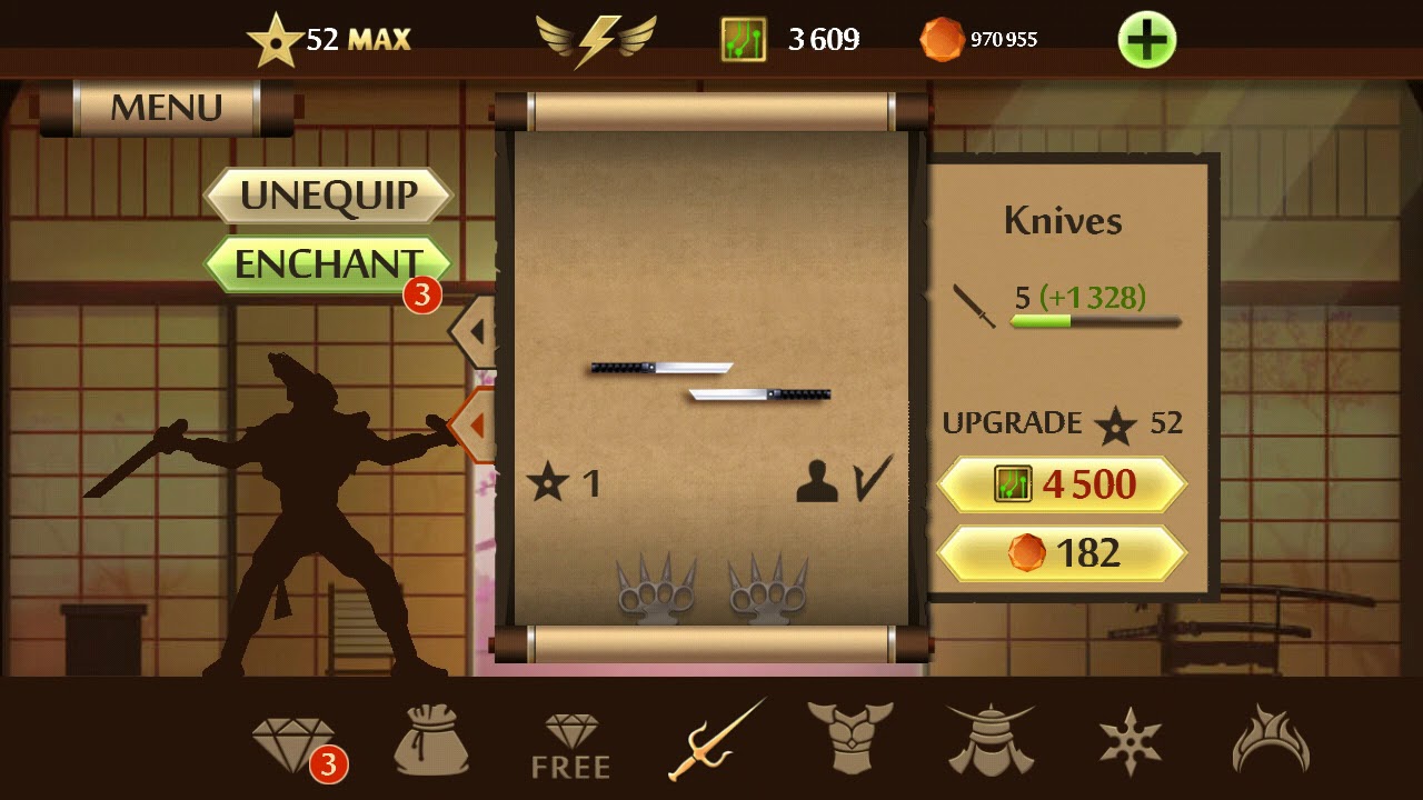 Shadow fight 2 all weapons from level 1 to 52 max - YouTube