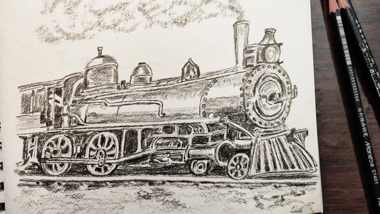 How to Draw the old Train | pencil art | Time-lapse | step by step ...