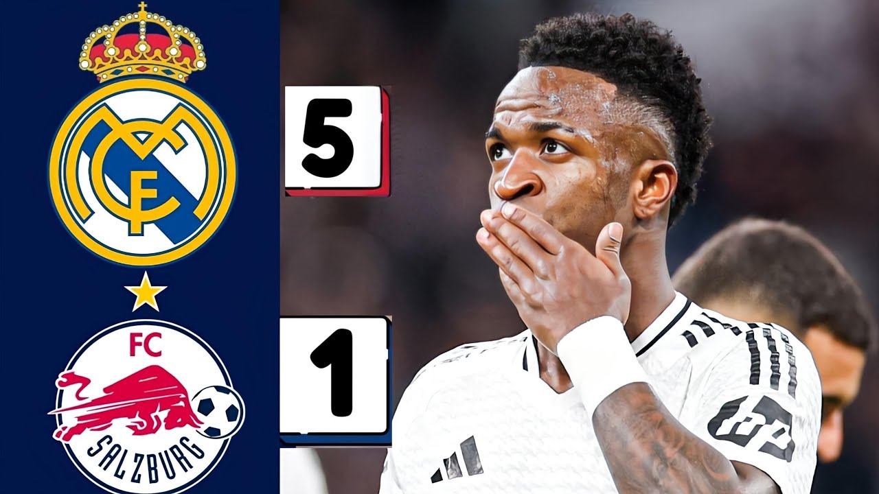 Vini Jr Goal | Real Madrid vs RB Salzburg 5-1 Goals & Highlights ...