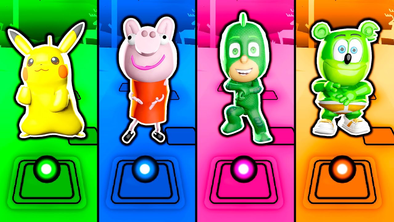 3D Pikachu 🆚 3D Peppa Pig 🆚 3D PJ Masks 🆚 3D Gummy Bear 🎹 Tiles Hop EDM ...