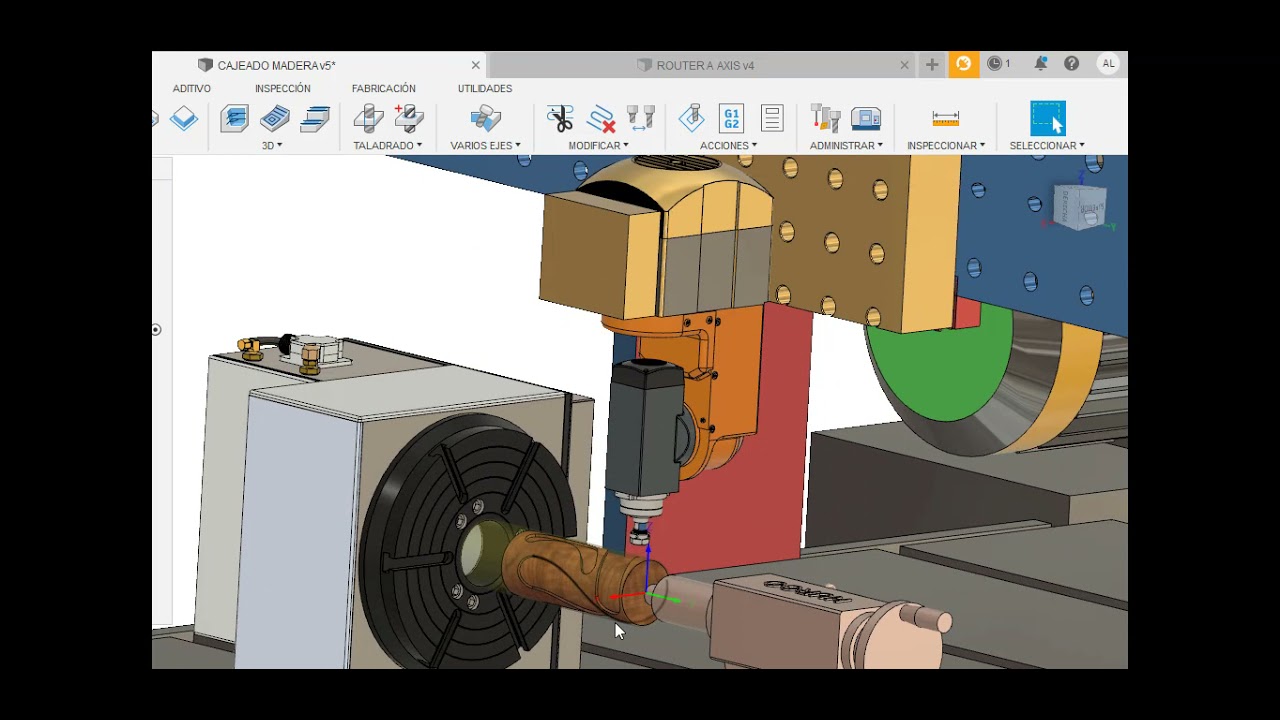 Fusión 360 Router 5 ejes más accesorio rotativo - YouTube