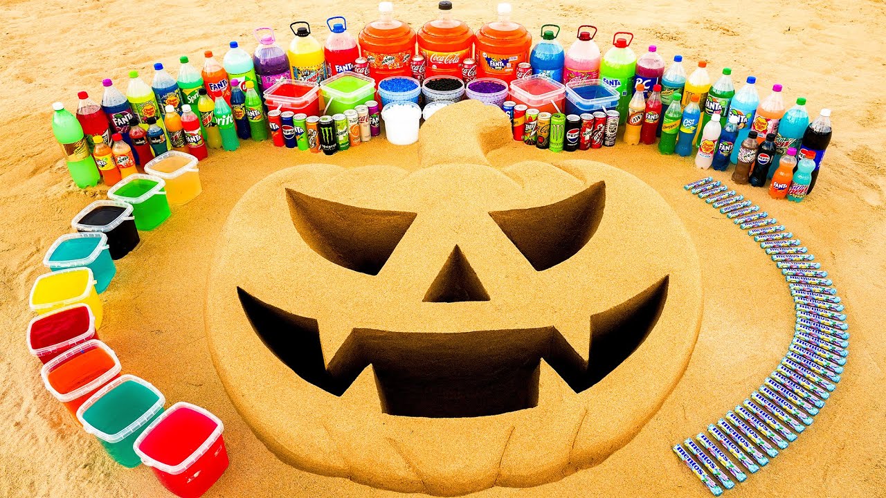 Giant Toothpaste Eruption from Halloween Pit with Fanta, Coca Cola ...