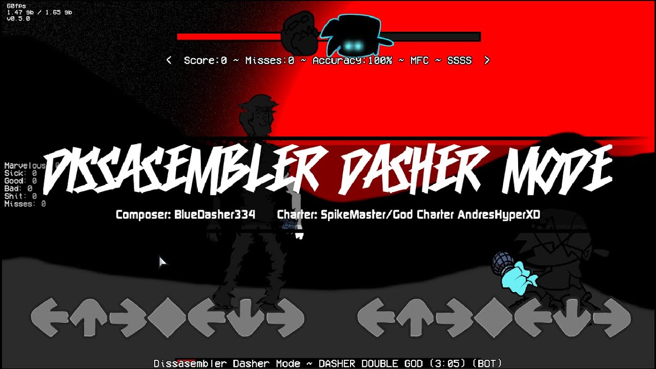 FNF - Dissasembler Dasher Mode - Dasher Double God Chart ...