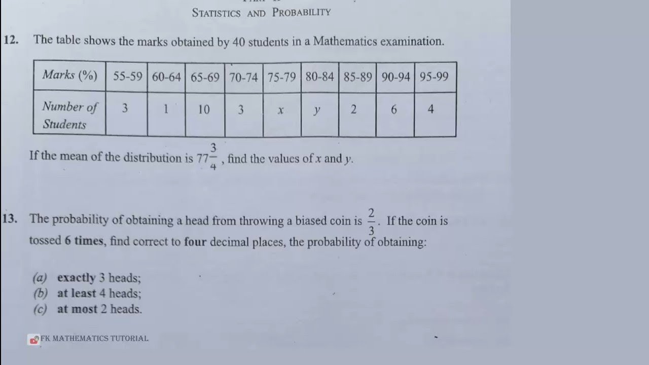 WASSCE 2023 Nov-Dec Further (Elective) Mathematics Paper 2 Statistics ...