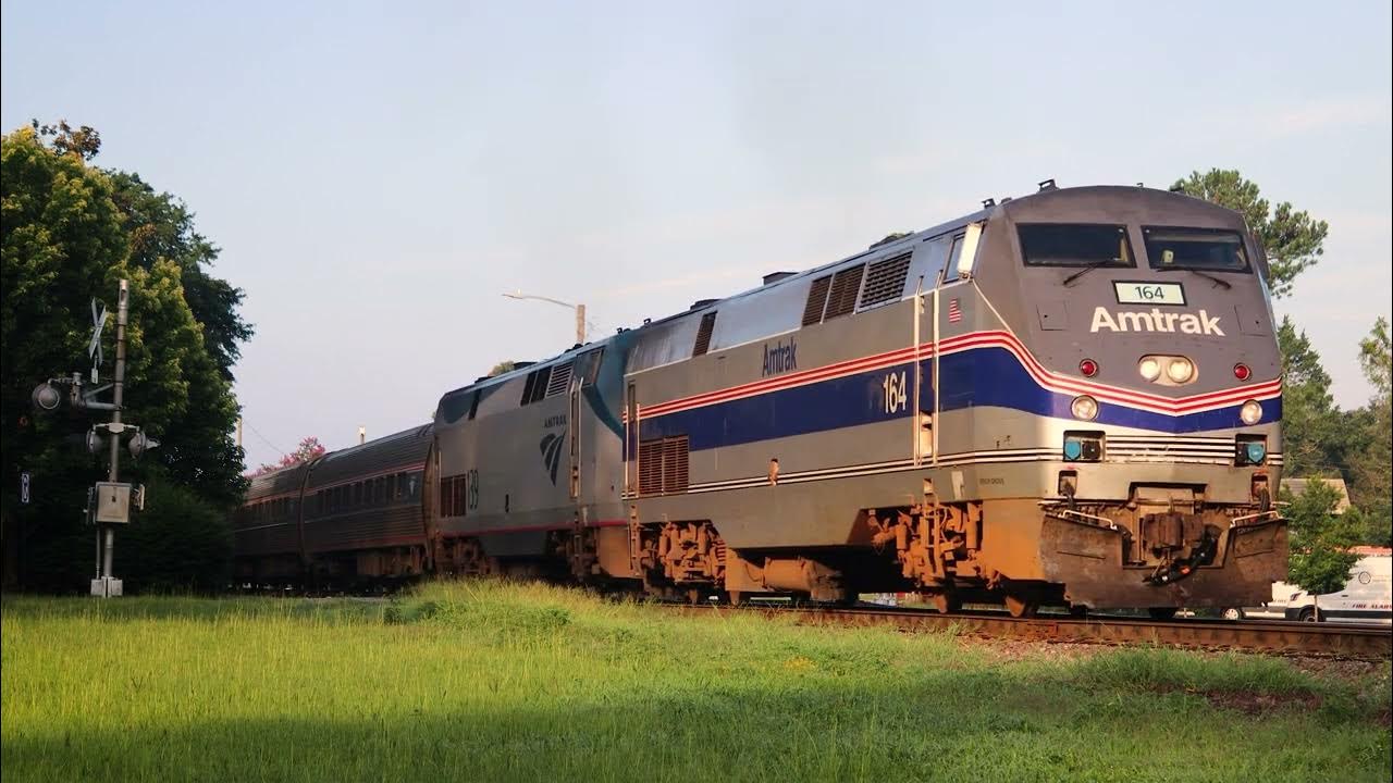 Amtrak PO92 Silver Star Departing Southern Pines Station with P42DC #164 - 8/10/2024 [4K!] - YouTube