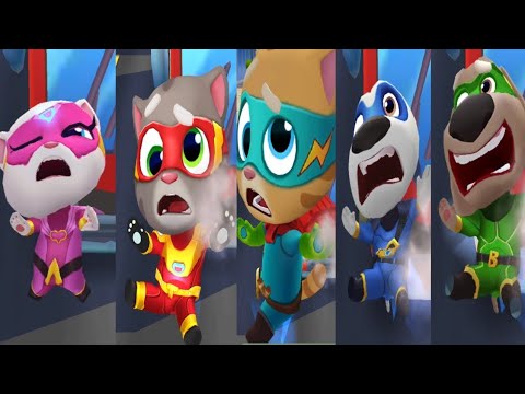Talking Tom Hero Dash - Funny Fails moment of All Heroes ⭐️⭐️⭐️⭐️⭐️ Map ...