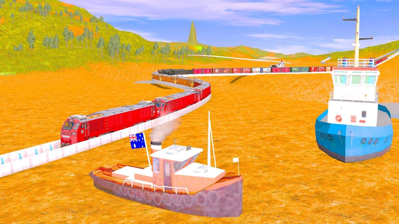 Red Railroad Extracts Over Spiral Tracks at Receding Harbor |Trainz ...