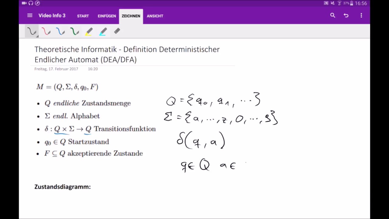 1.1 Theoretische Informatik - Definition Deterministischer Endlicher ...