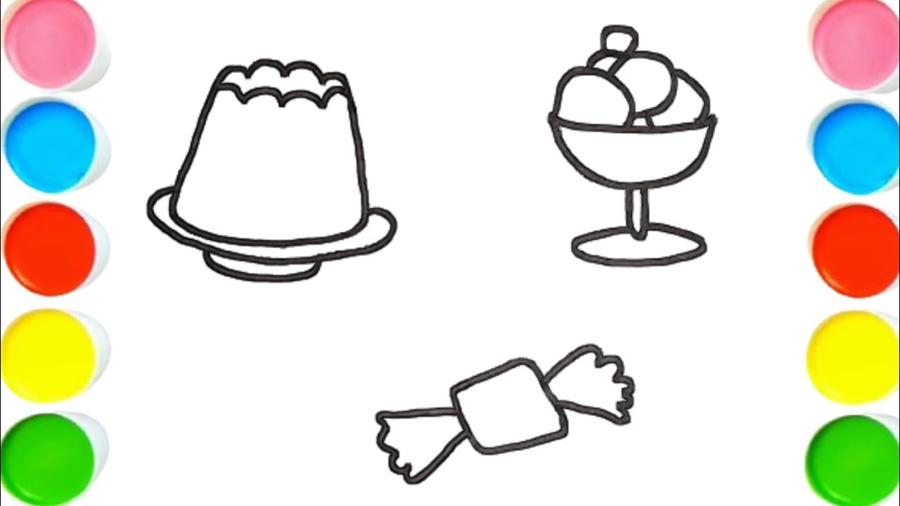how to draw a jelly ice cream and Candy for kids 🍨🍬🥮 - YouTube