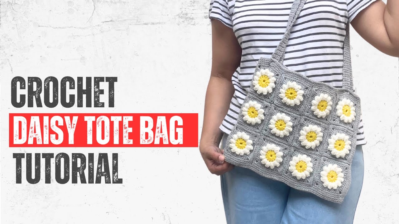 How to Crochet Daisy Tote Bag Tutorial. Right hand version - YouTube