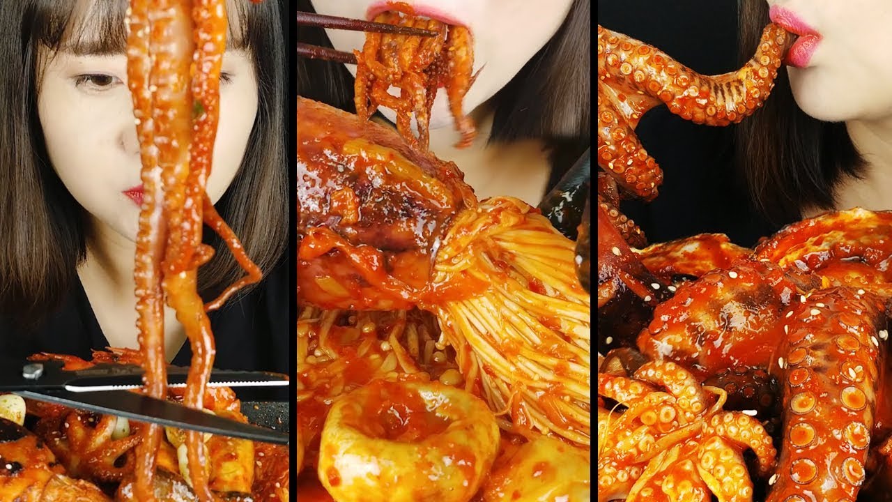 ASMR Spicy Seafood Octopus, Baby Octopus Shrimp, Squid Eating Show Edit ...