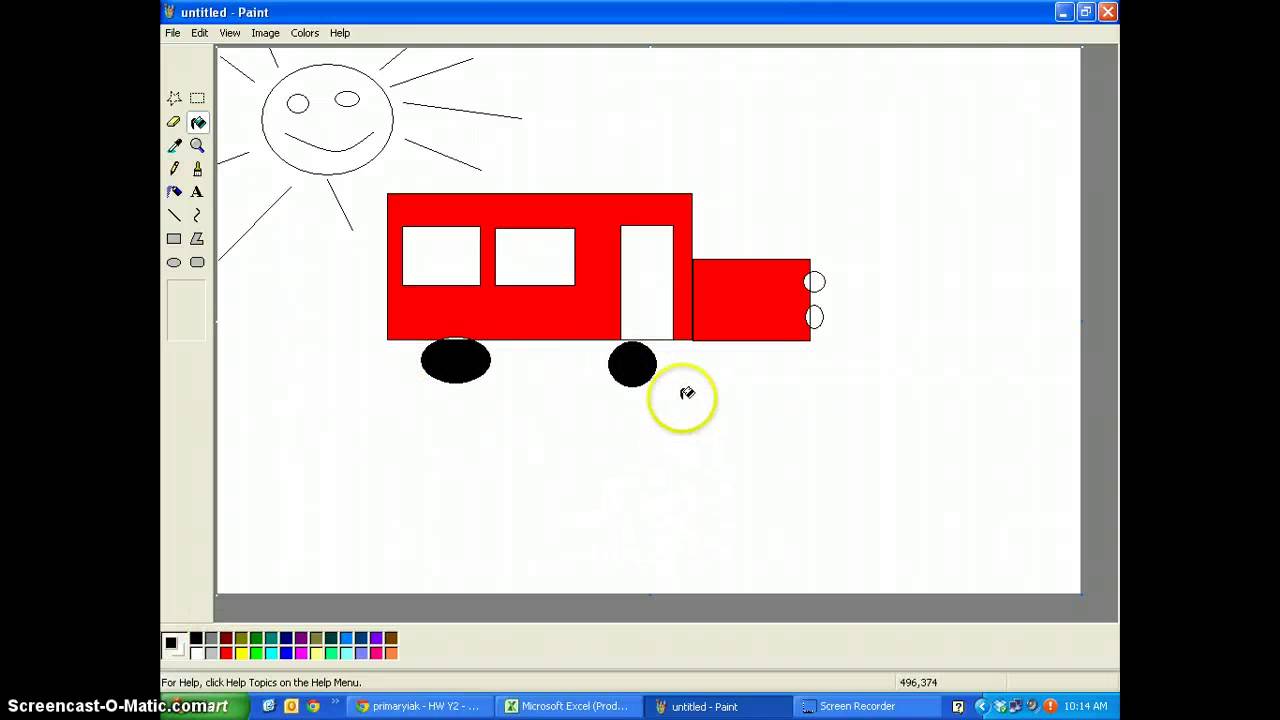draw a school bus using paint - YouTube