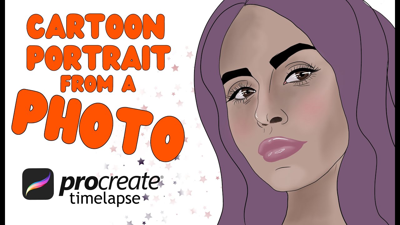 Cartoon portrait from a photograph - Procreate Timelapse/ Как да ...