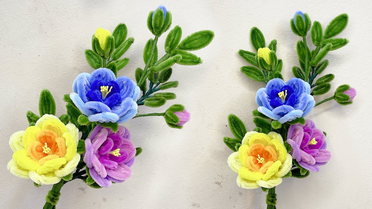 DIY Flower with Pipe Cleaner🌷Beautiful and Easy, make Flower with Pipe ...