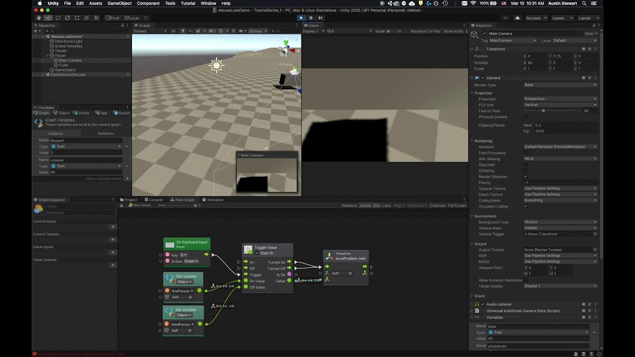 Unity 2020 : Tutorial 21 : Bolt : Transition Camera Position From First Person To Third Person ...