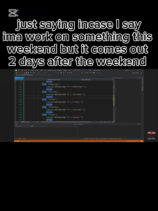 day 20 of learning c# #learning #coding #gamedev #csharp #unity #switch #case #switchcase - YouTube