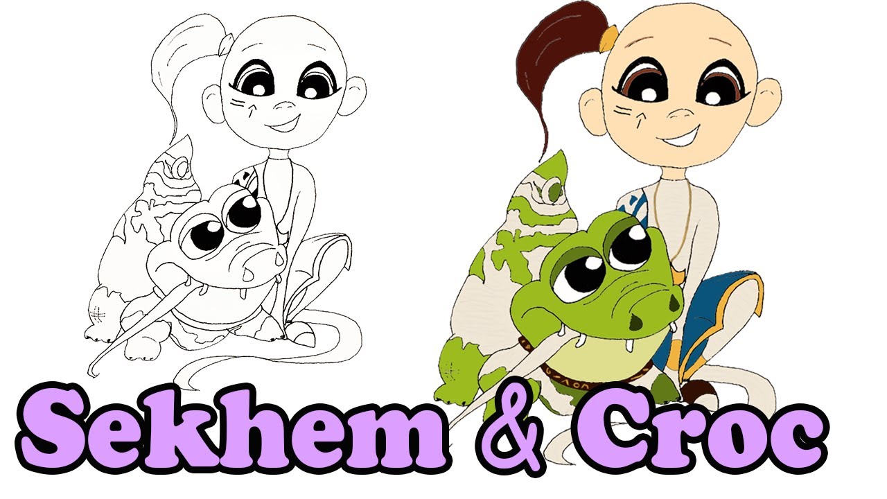 Drawing Tutorial🐊𓂀 Sekhem And Croc🐊𓂀 From Mummies 2023 Animated Film