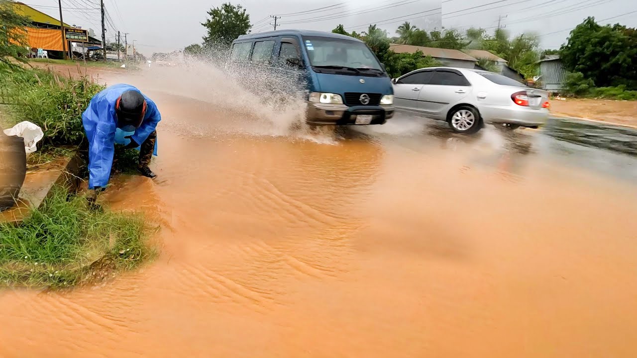 The Best Video Clogged Culvert Drain On Road That Stuck By Sand And ...