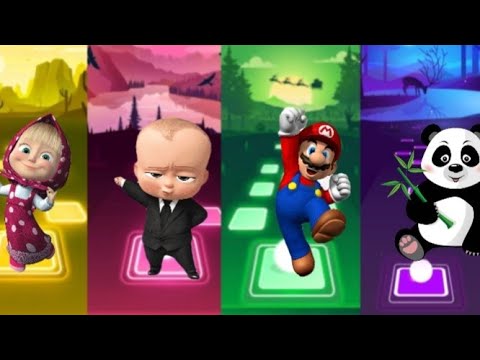 Tiles Hop EDM:RUSH ! masha and baby boss and mario and panda gameplay ...