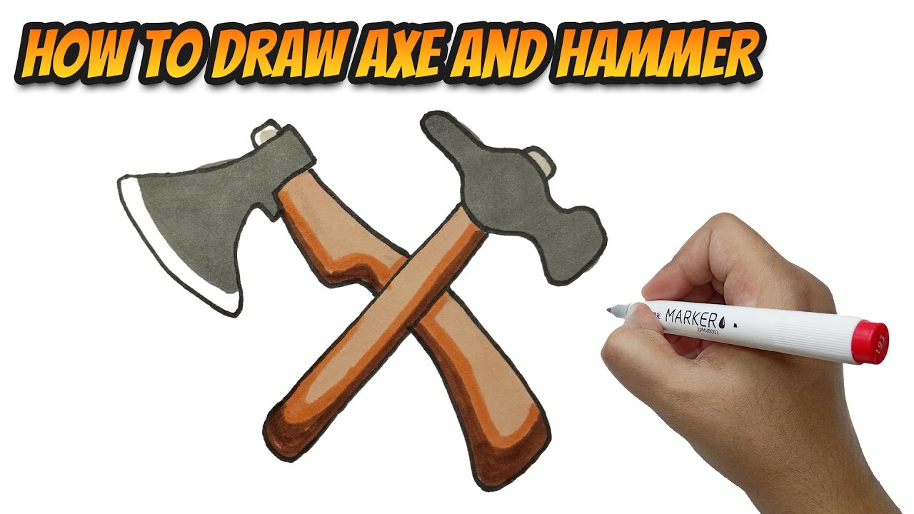 How to Draw & Color an Axe and Hammer | Step by Step How to Drawing ...