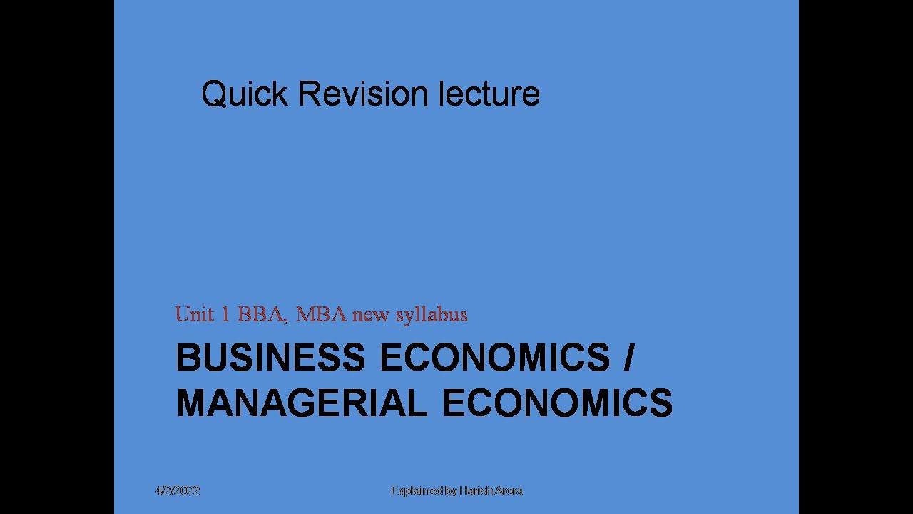 Introduction, Nature and scope of Business Economics / Managerial ...