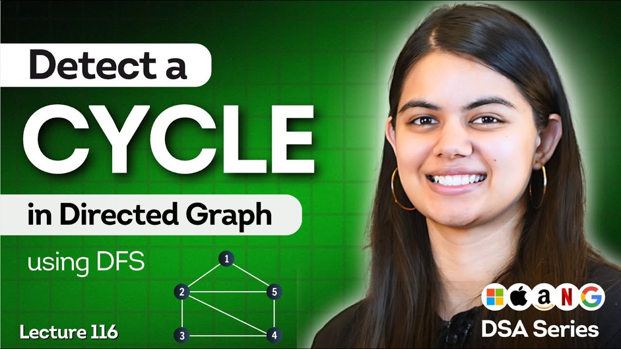 Detect a Cycle in Directed Graph using DFS | Lecture 116 - YouTube