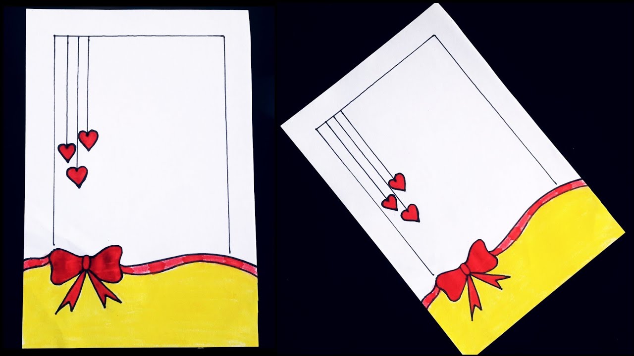 Ribbon border design - border design on paper - easy design for ...