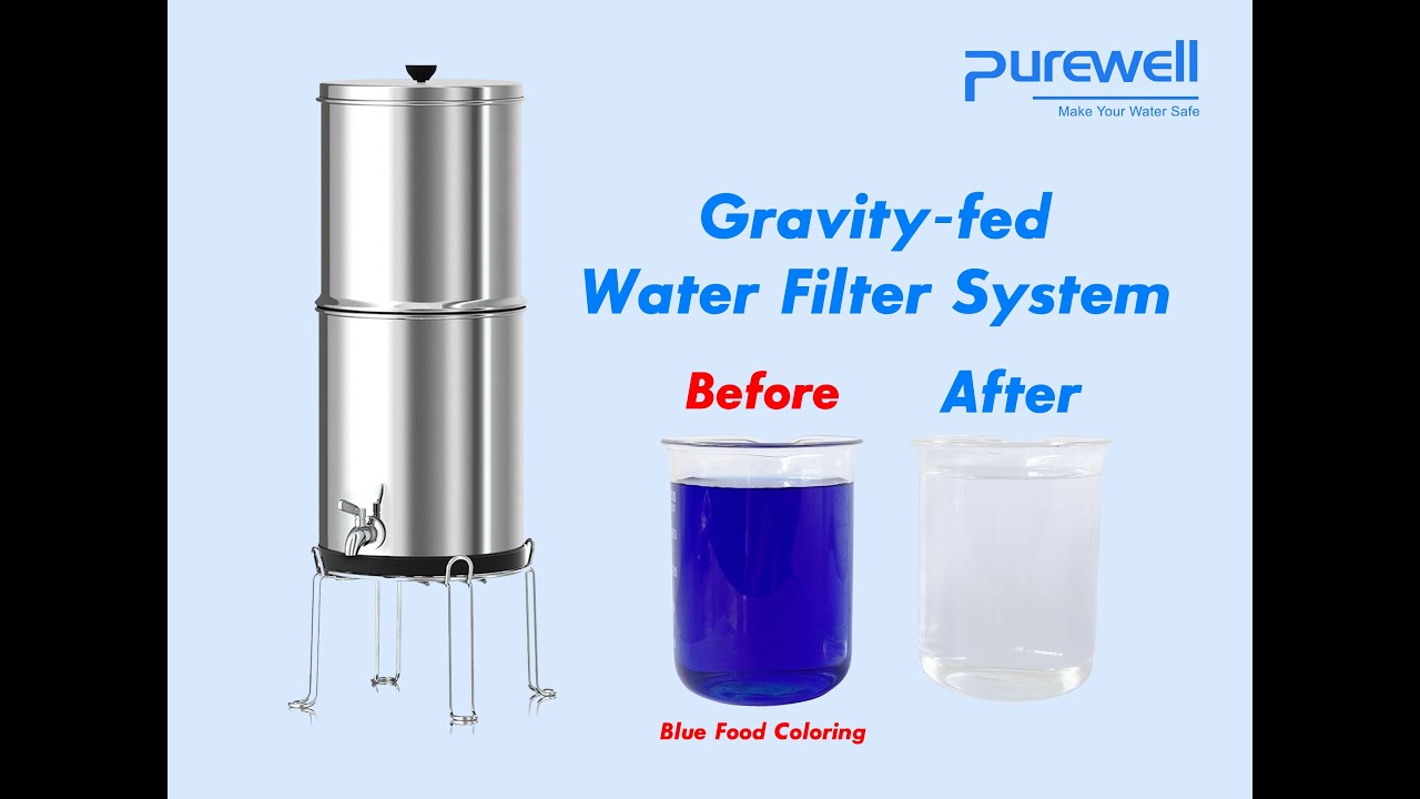 Food Coloring Test - Purewell Gravity Water Filter System - YouTube