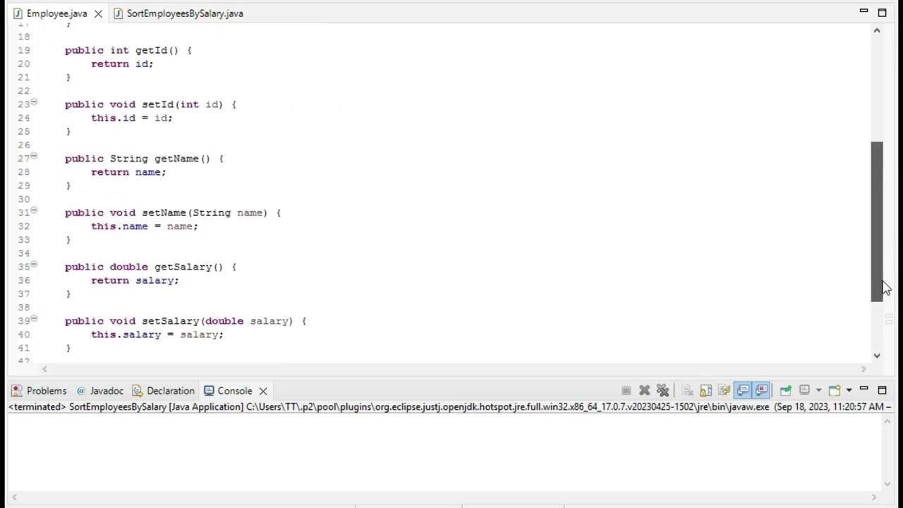 Sort Employees By Salary Using Java Stream Api Youtube